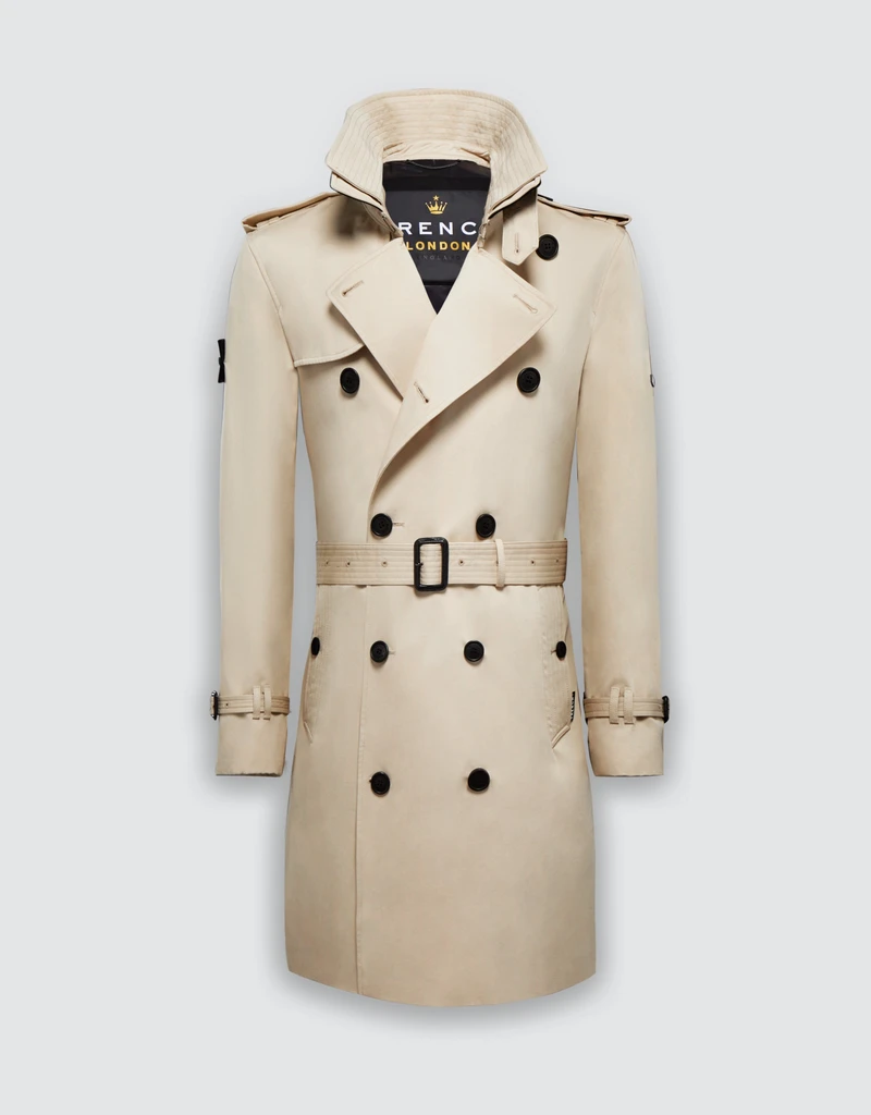 King Classic Trench Coat (Stone/Black/Gold) | TRENCH LONDON®