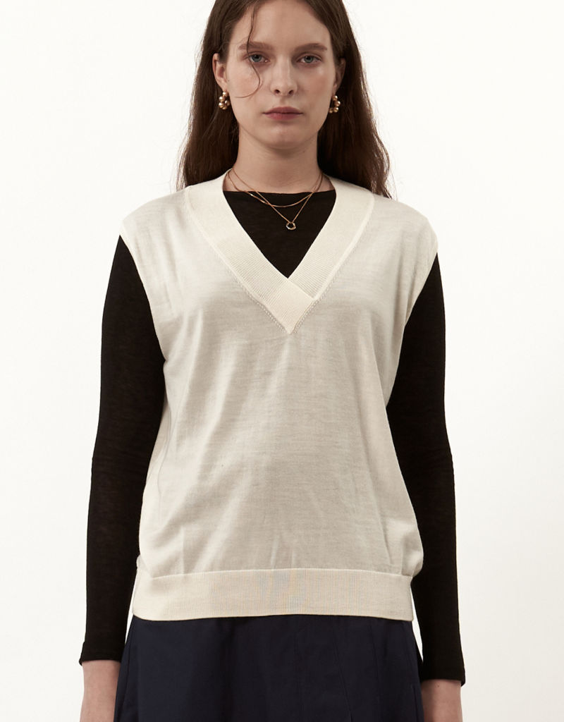 Premium Wool Simple Knit Vest | TRENCH LONDON®